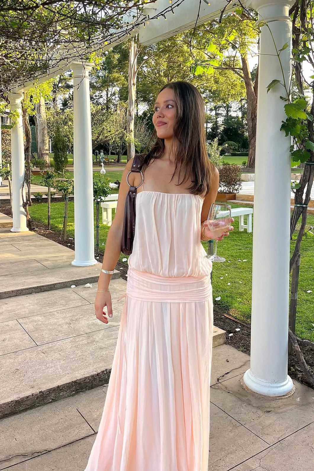 Bec and Bridge Camille Blouson Dress (Peach) – Rent To Dress NZ